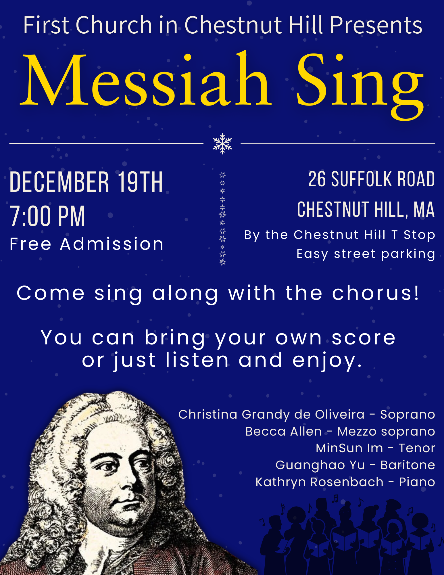 Free: Messiah Sing at First Church in Chestnut Hill, December 19 ...